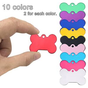 NC 20 Pcs Pet ID Tag Bone Shape Double Sided Dog Cat Pet Name Phone Number ID Tag Charm Personalized, 38MM