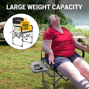 KingCamp Folding Camping, Heavy Duty Portable Directors Chairs for Adult with Side Table Mesh Back Compact Style for Outdoor, Outside,Lawn,Sports,Fishing,Beach,Picnic,Concert,Trip, Black-1 Pack