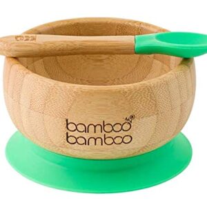 bamboo bamboo ® Suction Bowl for Baby – Bamboo Baby Bowl and Spoon Set with Removable Silicone Suction Cup for Kids | 11.8oz | Non-Toxic | Cool to The Touch | Ideal for Baby-Led Weaning (Green)