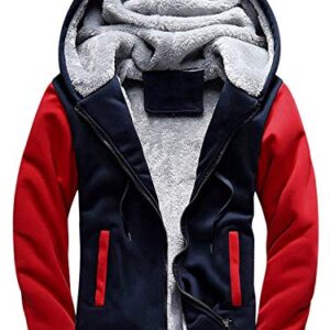 MANLUODANNI Men's Casual Hooed Hoodies Thick Wool Warm Winter Jacket Coats Red M