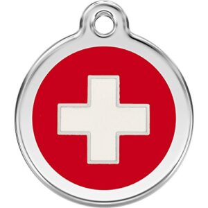 red dingo personalized swiss cross pet id dog tag (medium)