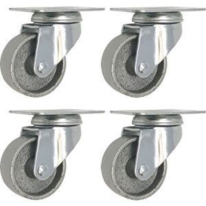 4 all steel swivel plate caster wheels heavy duty high-gauge steel gray (2" metal swivel caster (gray) - no brake)