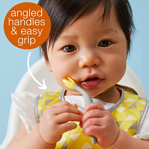 b.box toddler cutlery set - easy grip handles, travel case, unique fork design | Designed by occupational therapist | Dishwasher safe, BPA free | Ages 9 mo+ (Strawberry Shake)