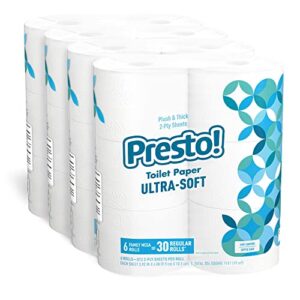 amazon brand - presto! 2-ply toilet paper, ultra-soft, unscented, 24 rolls (4 packs of 6), equivalent to 120 regular rolls