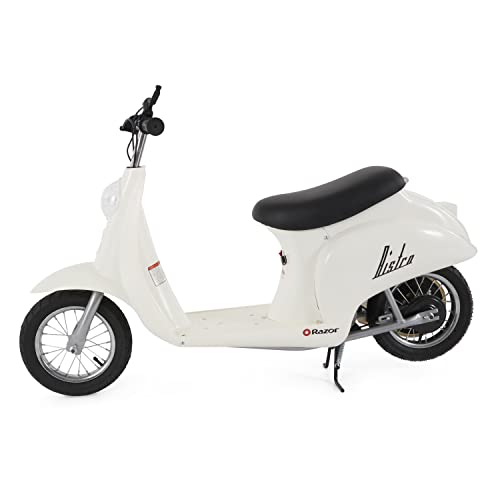 Razor Pocket Mod Miniature Euro 24V Electric Kids Ride On Retro Scooter, Speeds up to 15 MPH with 10 Mile Range, Ages 13 and Up, White