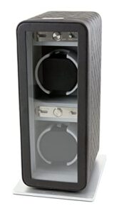 heiden monaco double watch winder in black leather - battery powered or ac adapter