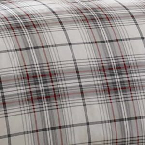 Eddie Bauer - Queen Duvet Cover Set, Cotton Reversible Bedding with Matching Shams, Plaid Home Decor for All Seasons (Alder Charcoal/Red, Queen)