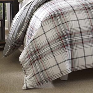 Eddie Bauer - Queen Duvet Cover Set, Cotton Reversible Bedding with Matching Shams, Plaid Home Decor for All Seasons (Alder Charcoal/Red, Queen)