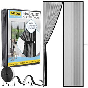 augo magnetic screen door - self sealing, heavy duty, hands free mesh partition keeps bugs out - pet and kid friendly - patent pending keep open feature - 38 inch x 83 inch