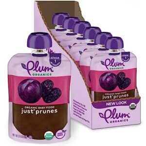 plum organics | stage 1 | organic baby food meals [4+ months] | just prune | 3.5 ounce pouch (pack of 6) packaging may vary