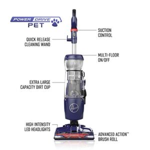 Hoover Power Drive Bagless Multi Floor Upright Vacuum Cleaner with Swivel Steering, for Pet Hair, UH74210M, Purple