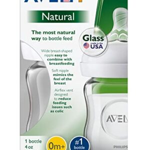 Philips AVENT Natural Glass Baby Bottle, Clear, 4 Oz