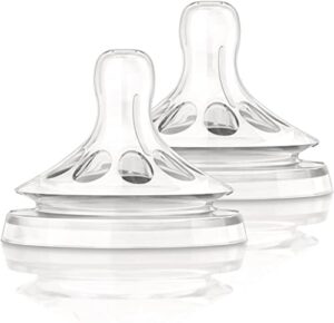 philips avent natural baby bottle nipple, fast flow nipple, 6m+, 2pk, clear