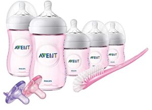 philips avent natural baby bottle pink gift set, scd206/11