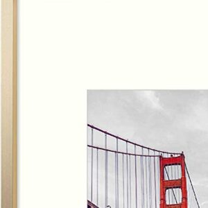 Frametory, 11x14 Aluminum Photo Frame with Ivory Color Mat for 8x10 Picture & Real Glass, Metal Picture Frame Collection (Gold, 1-Pack)