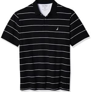 Nautica Men's Tall Classic Short Sleeve Striped Polo Shirt, True Black, 4X Big