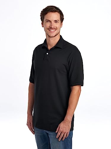 Jerzees Men's SpotShield Stain Resistant Polo Shirts (Short & Long, Short Sleeve-Black, 3X-Large