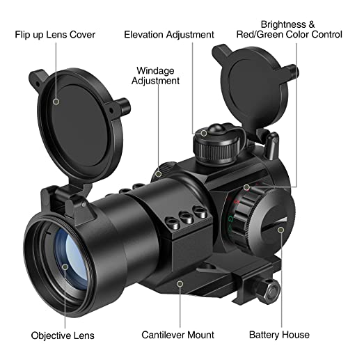 CVLIFE Tactical Gun Sight Red Green Dot Scope Reflex Sight for 20mm Cantilever Mount