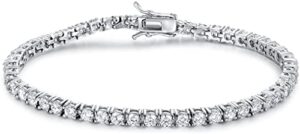 gmesme 18k white gold plated cubic zirconia classic tennis bracelet 7.5 inch