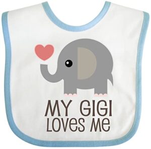 inktastic my gigi loves me grandchild baby bib white and blue 2ce4a