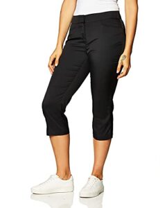 pga tour women's tech capri golf pants with comfort stretch waistband (size 2-18 plus), caviar, 6