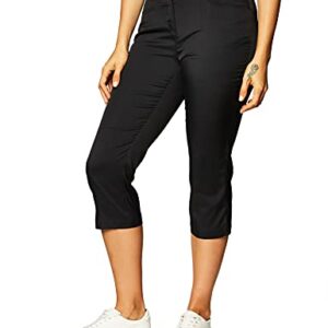 PGA TOUR Women's Tech Capri Golf Pants with Comfort Stretch Waistband (Size 2-18 Plus), Caviar, 6