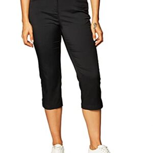 PGA TOUR Women's Tech Capri Golf Pants with Comfort Stretch Waistband (Size 2-18 Plus), Caviar, 6