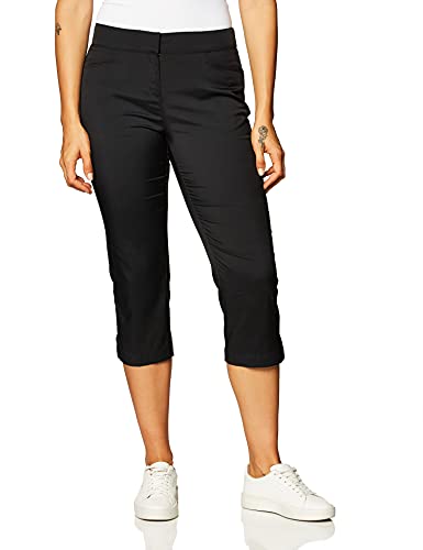 PGA TOUR Women's Tech Capri Golf Pants with Comfort Stretch Waistband (Size 2-18 Plus), Caviar, 6