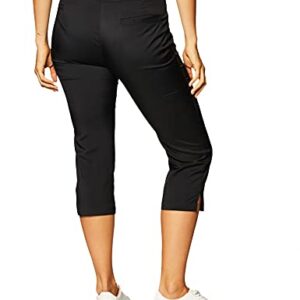 PGA TOUR Women's Tech Capri Golf Pants with Comfort Stretch Waistband (Size 2-18 Plus), Caviar, 6