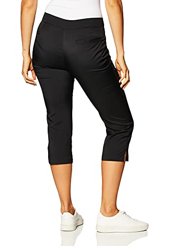 PGA TOUR Women's Tech Capri Golf Pants with Comfort Stretch Waistband (Size 2-18 Plus), Caviar, 6