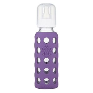 Lifefactory 9oz Glass Baby Bottle 2pk Bundle with 2 Stage 3 Nipples (Grape/Raspberry)