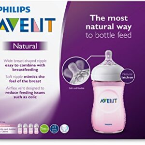 Philips Avent Natural Baby Bottle, Pink, 9oz, 4pk, SCF013/48