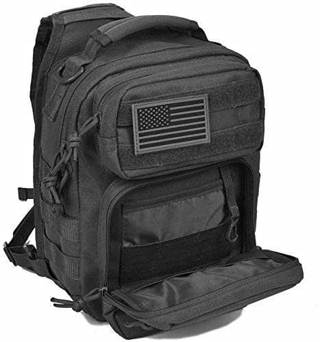 REEBOW GEAR Tactical Sling Backpack Rover Shoulder Sling Pack (Black)