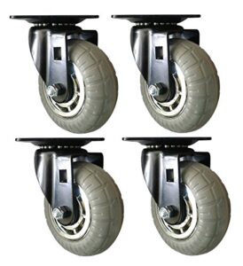 headbourne 8269e designer casters 4 inch soft rubber chrome & black designer caster, 4 pack