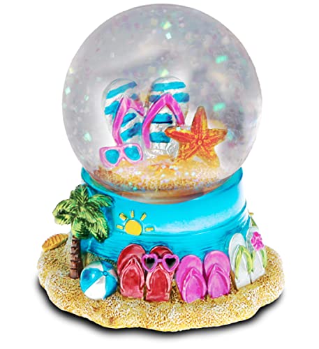 CoTa Global Cool Summer Beach Sandals Snow Globe - Water Globe Figurine with Sparkling Glitter, Collectible Novelty Ornament for Home Decor, for Birthdays, Holiday and Valentine's - 65mm