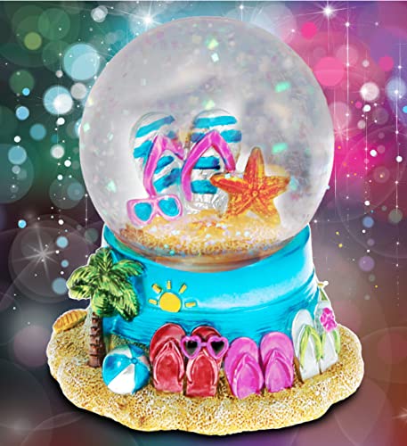 CoTa Global Cool Summer Beach Sandals Snow Globe - Water Globe Figurine with Sparkling Glitter, Collectible Novelty Ornament for Home Decor, for Birthdays, Holiday and Valentine's - 65mm