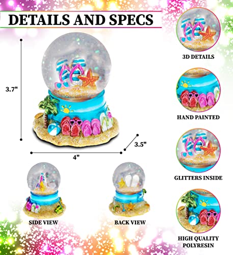 CoTa Global Cool Summer Beach Sandals Snow Globe - Water Globe Figurine with Sparkling Glitter, Collectible Novelty Ornament for Home Decor, for Birthdays, Holiday and Valentine's - 65mm