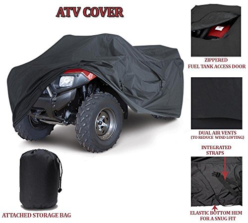 ATV Cover Compatible for by Size from 85"-95" L 46" W 45" H Quad 4 Wheeler All Terrain Vehicles Strong All Weather Protection.