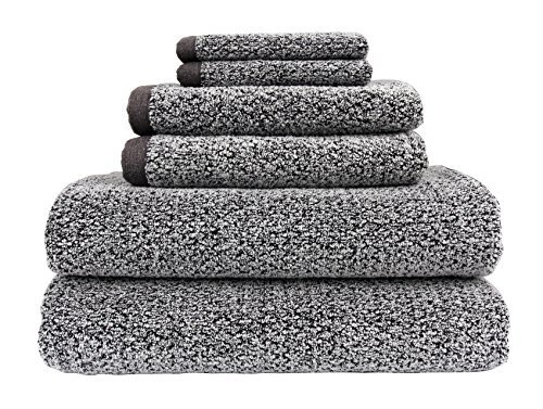 Everplush Diamond Jacquard 6 Pieces Bath Towel Set, Grey