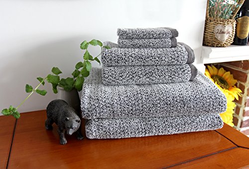 Everplush Diamond Jacquard 6 Pieces Bath Towel Set, Grey