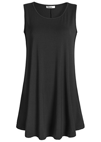 Esenchel Women's Flowy Sleeveless Tunic Top for Leggings 2X Black