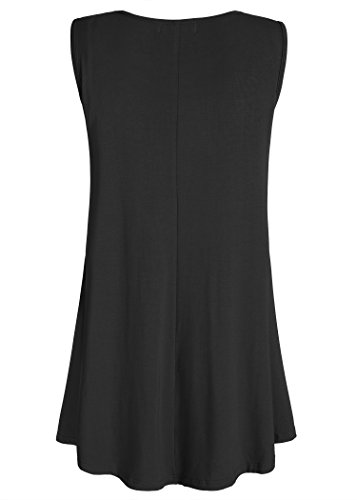 Esenchel Women's Flowy Sleeveless Tunic Top for Leggings 2X Black