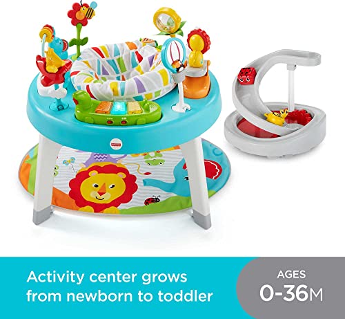 Fisher-Price Baby To Toddler Toy 3-In-1 Sit-To-Stand Activity Center With Music Lights And Spiral Ramp, Jazzy Jungle