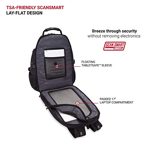 SwissGear 1900 Scansmart TSA 17-Inch Laptop Backpack, Black