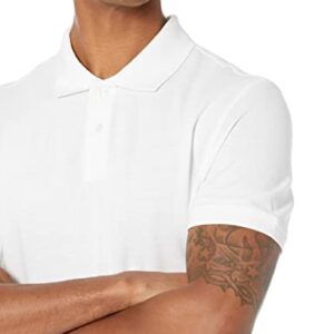 Amazon Essentials Men's Slim-Fit Cotton Pique Polo Shirt, White, Small