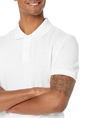 Amazon Essentials Men's Slim-Fit Cotton Pique Polo Shirt, White, Small