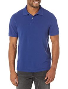 amazon essentials men's slim-fit cotton pique polo shirt, navy, medium