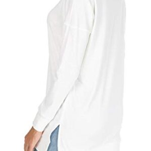 levaca Womens Fall Long Sleeve Sweatshirt Side Split Loose Casual Tunic Tops White L