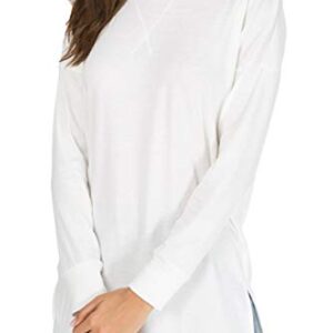 levaca Womens Fall Long Sleeve Sweatshirt Side Split Loose Casual Tunic Tops White L