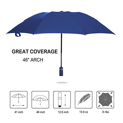 LANBRELLA Umbrella Inverted Travel Umbrella Windproof Compact Folding-Blue